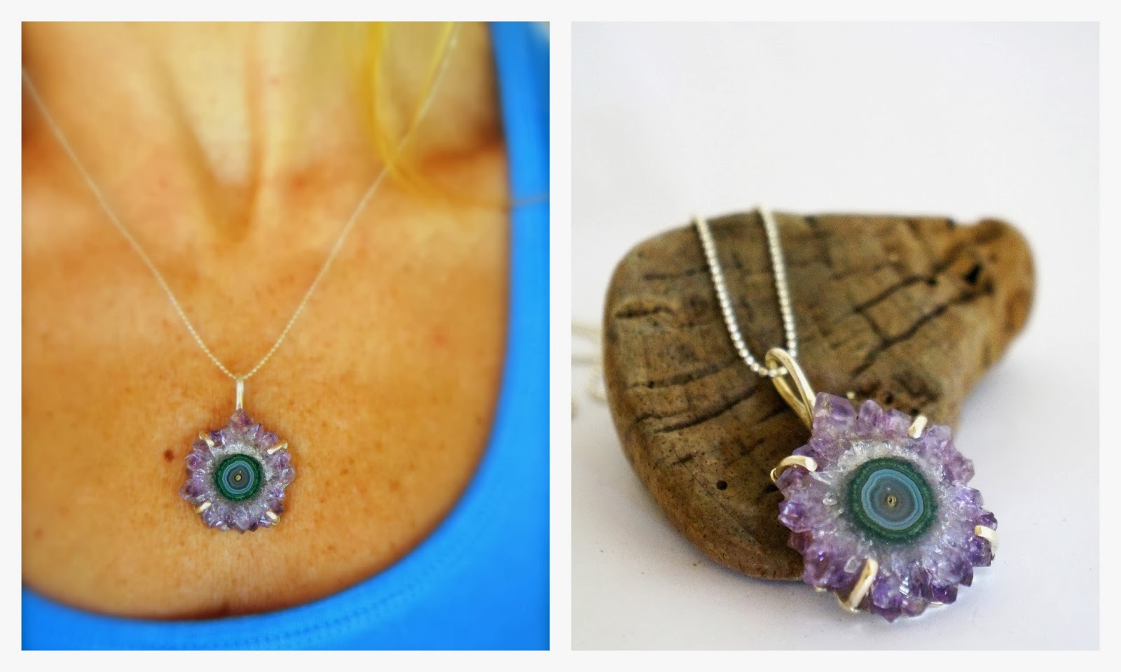 EK Art Jewelry Tamarindo Costa Rica: Small Amethyst stalactite necklace
