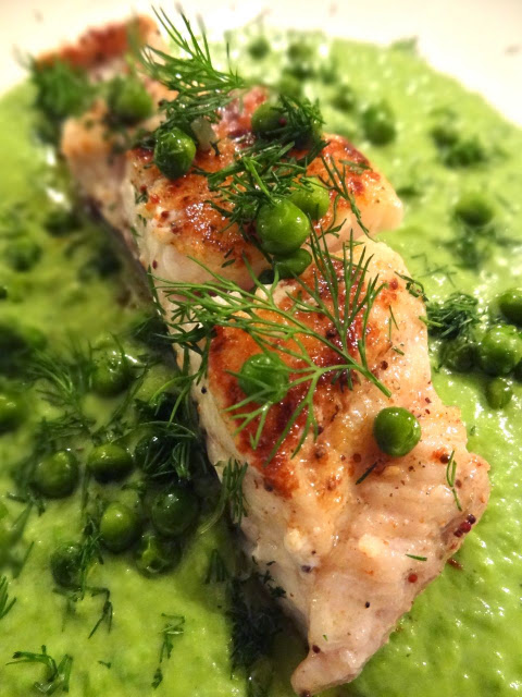 Scrumpdillyicious: Sautéed Lingcod with Creamy Pea Purée