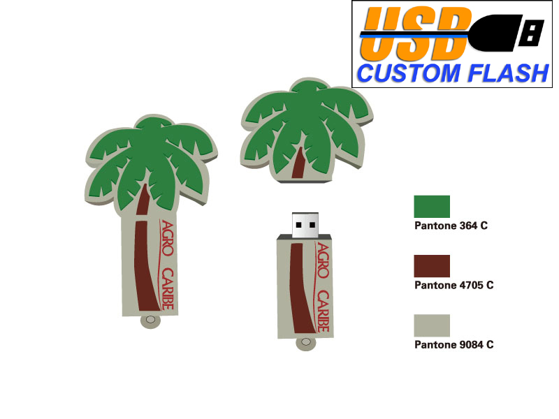 USB Custom Flash PVC Flash Drive Design Workshop: Palm tree custom usb flash drive