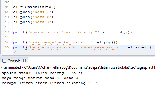 Class Stack menggunakan linked list ~ Belajar Python