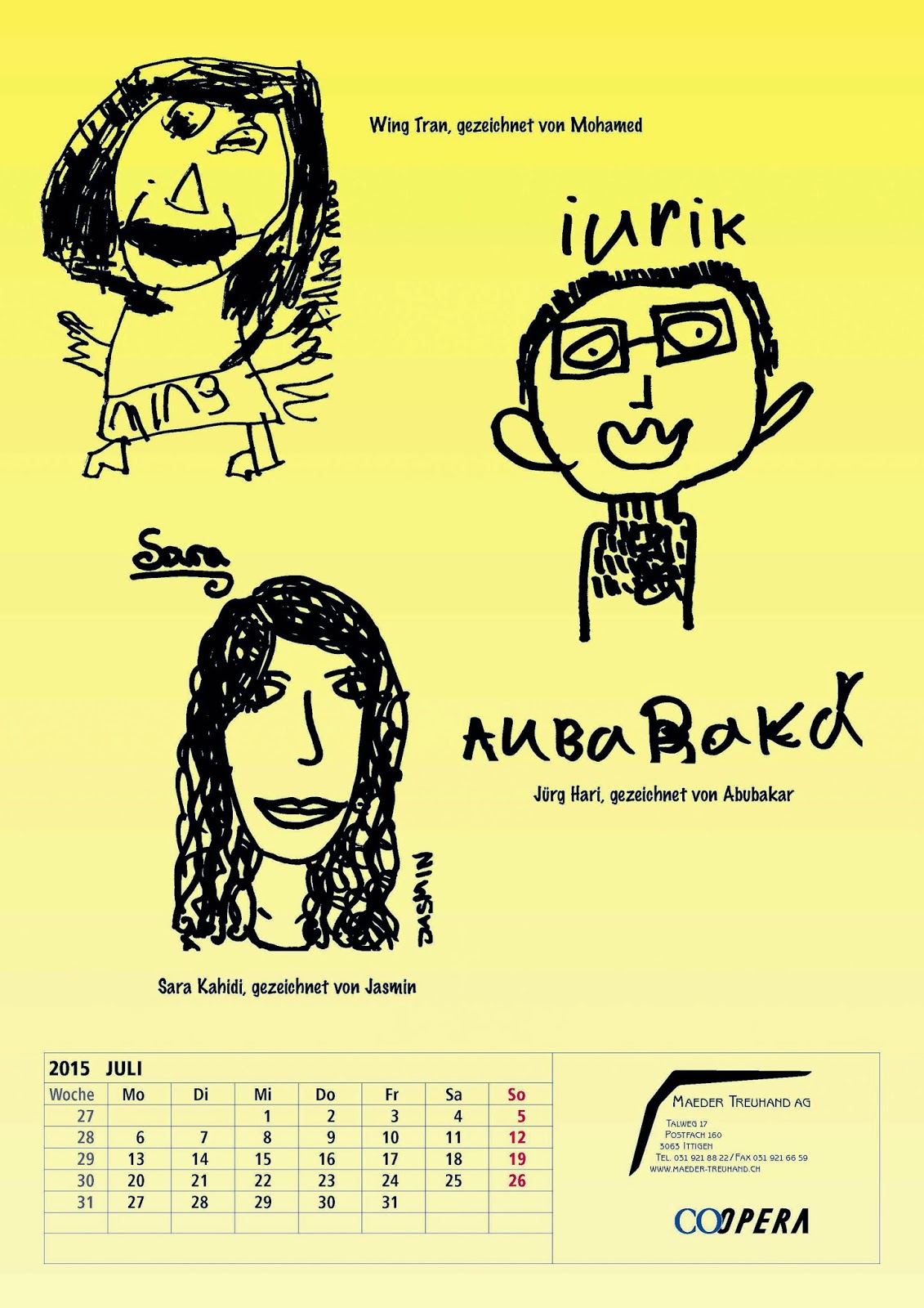 kidswest.ch: Portraitzeichnen bei Daniel Maeder Treuhand AG Ittigen