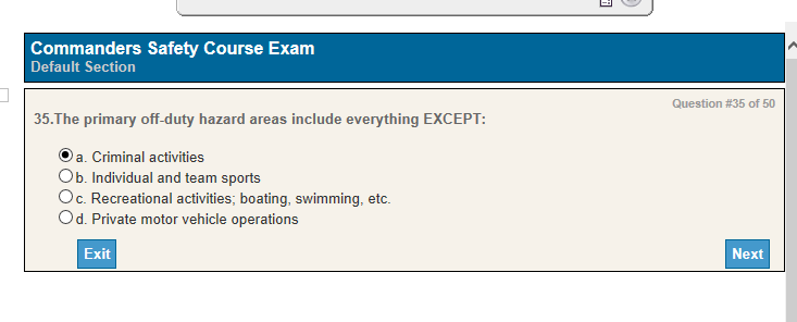 SSD 2 : Commanders Safety Course Answers (2G-F94v3.1)