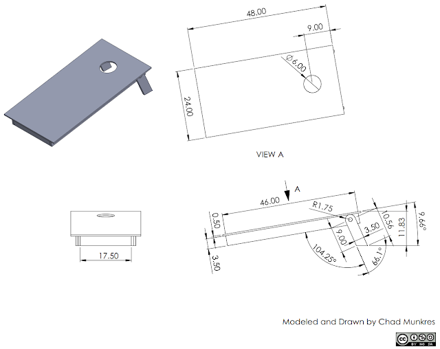 The Chad Experience: Nesting Cornhole 3D Model and Drawing with Dimensions