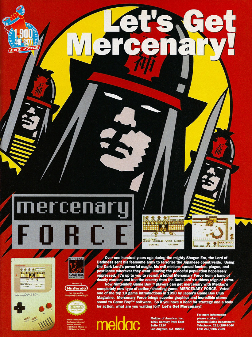Classic Game Boy Ads: Let's Get Mercenary! - Mercenary Force Ad