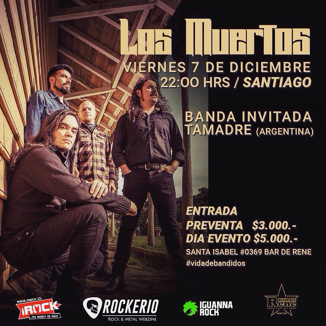 Los Muertos y Tamadre en vivo este 7 de Diciembre