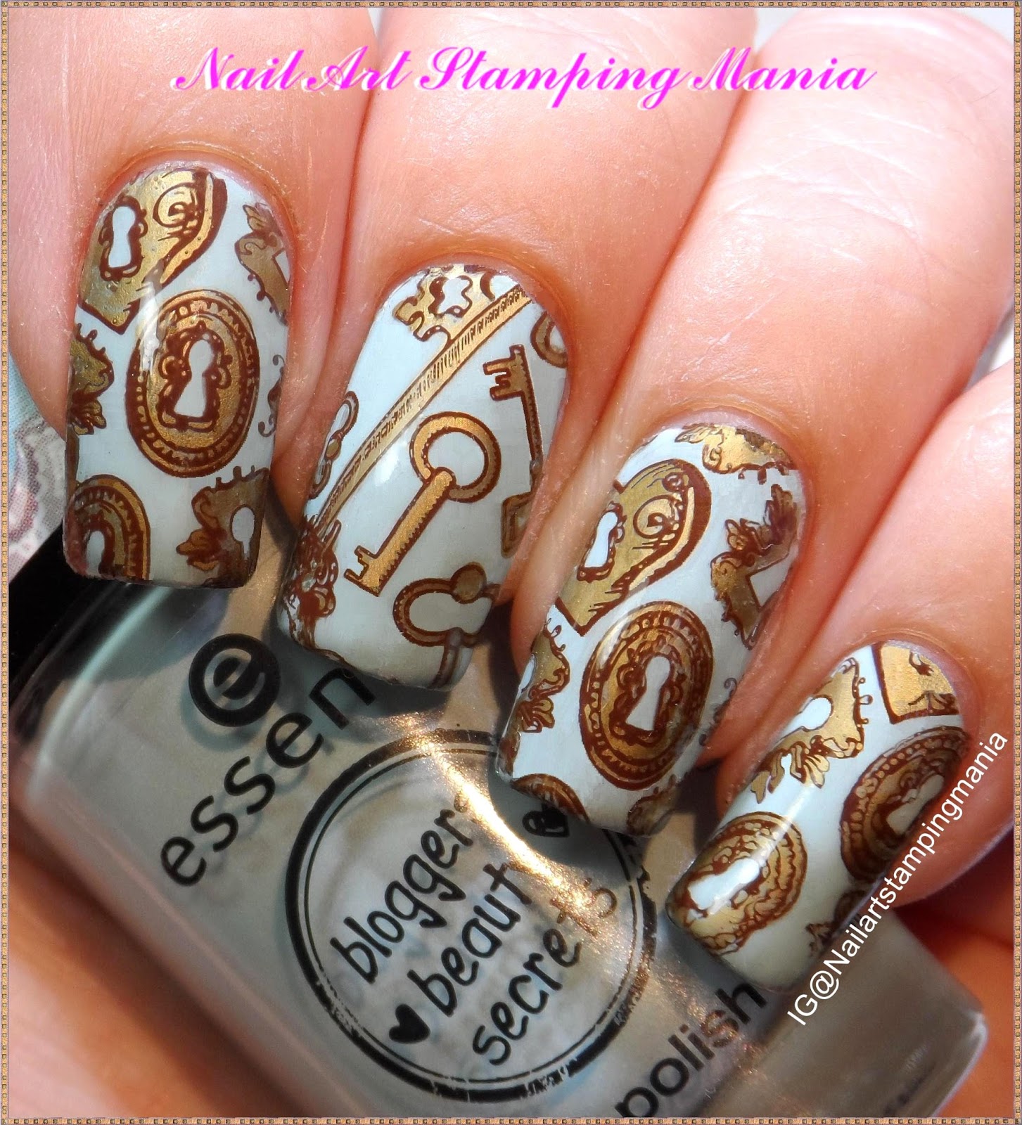 Nail Art Stamping Mania: Keys Manicure with Creative Shop plate - Tutorial