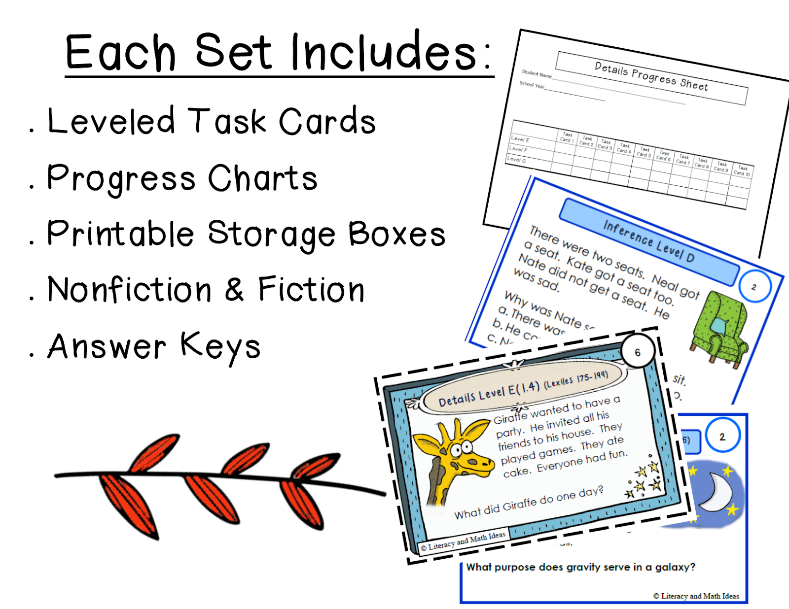 Literacy & Math Ideas: Leveled Task Cards