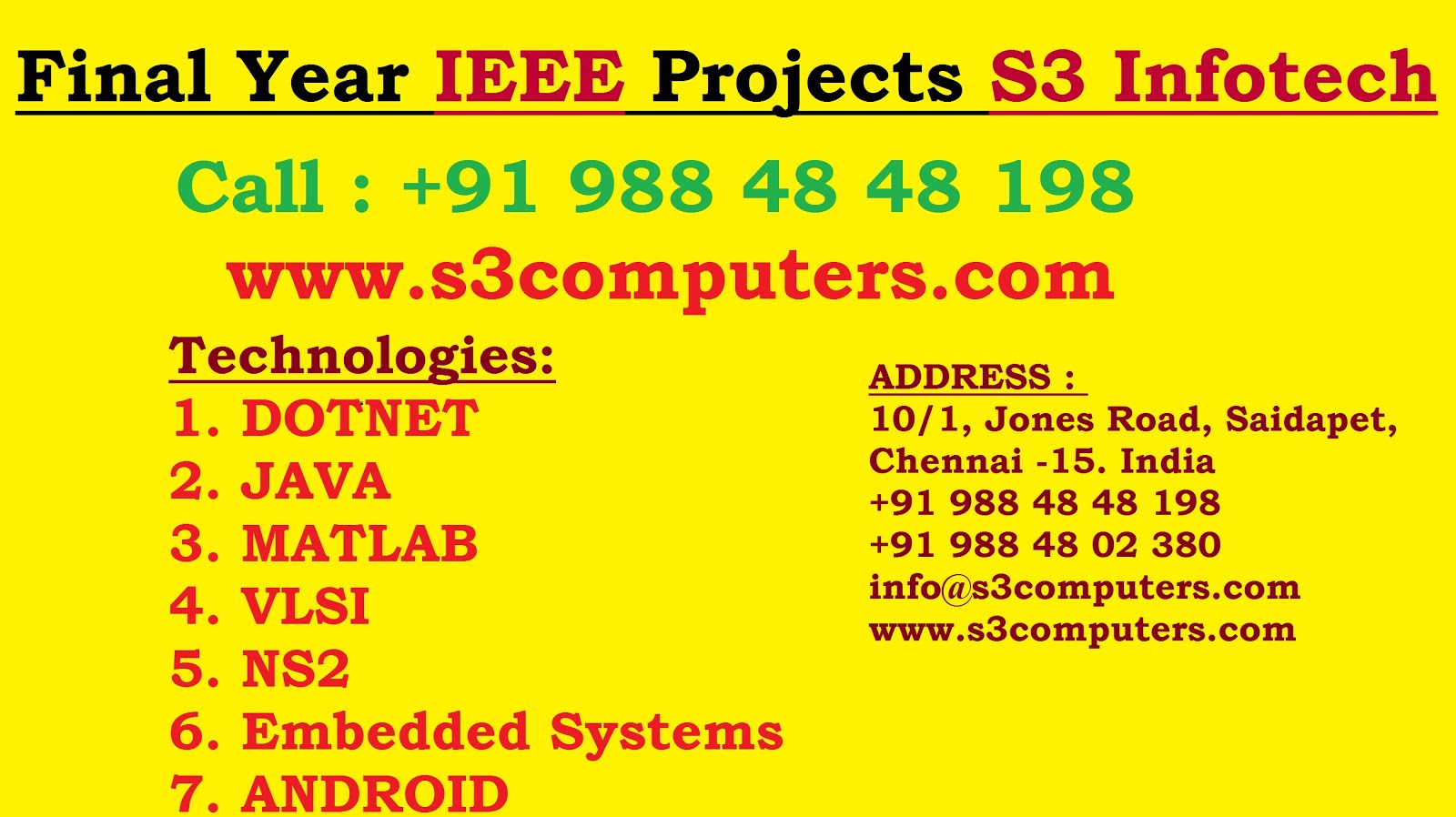 S3 Infotech Final Year IEEE Projects: Chennai Metro water Hand pump ...