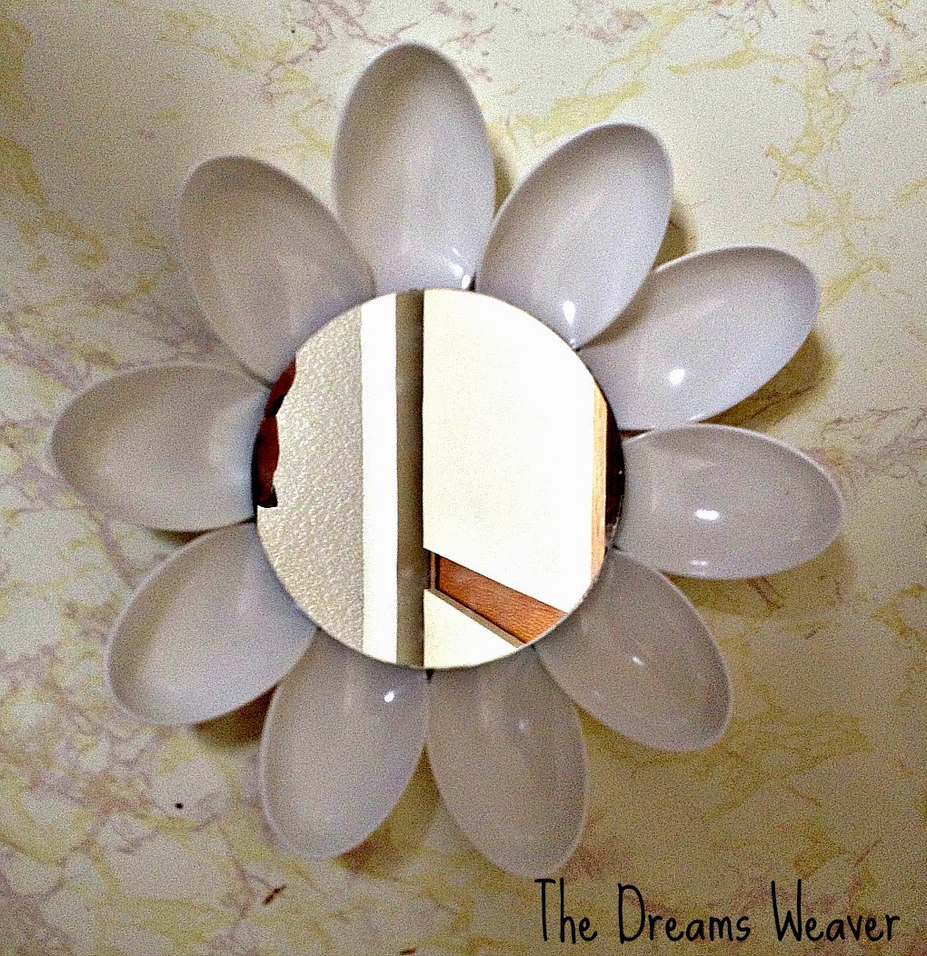 The Dreams Weaver: Upcycled Plastic Spoon Sunburst Mirror