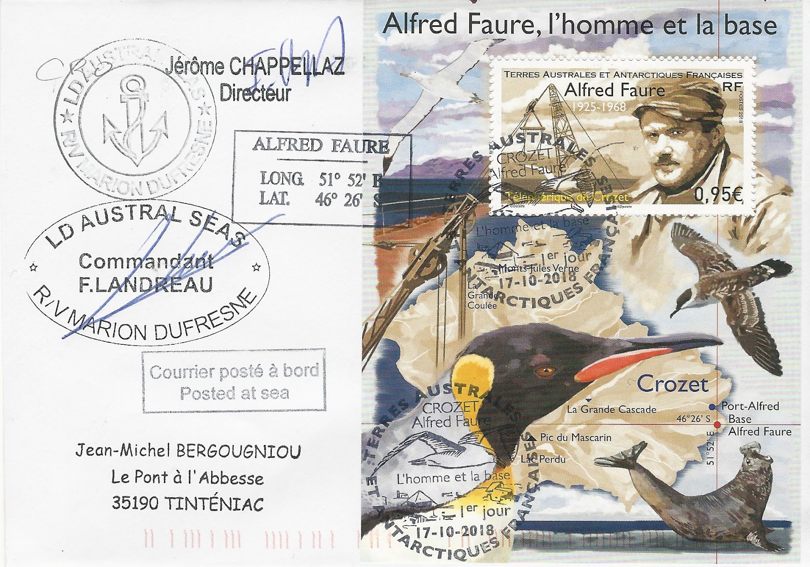 La Marcophilie Navale Envelopmer: Alfred Faure TAAF Ile de la ...