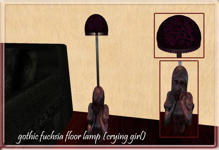 home and garden for petite avatars: Gothic Fuchsia Floor Lamp (Crying Girl)