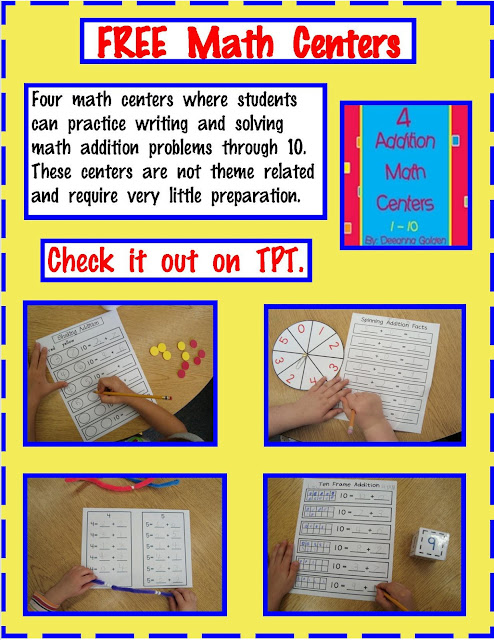Golden Gang Kindergarten: FREE Math Addition Centers