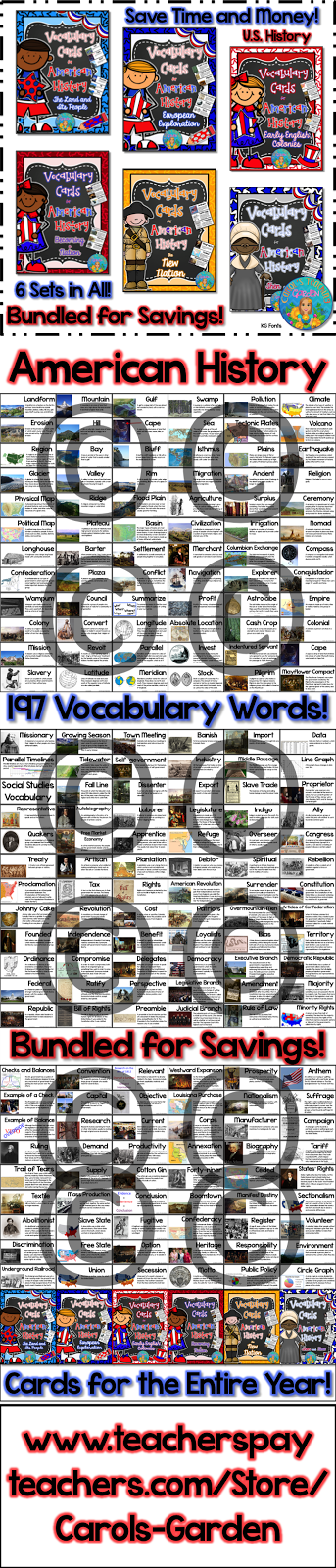 Carol's Teaching Garden: Fourth Grade Social Studies Vocabulary Word ...