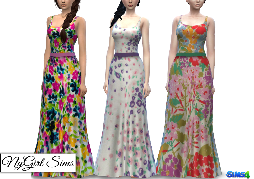 NyGirl Sims 4: Belted Tank Maxi Dress