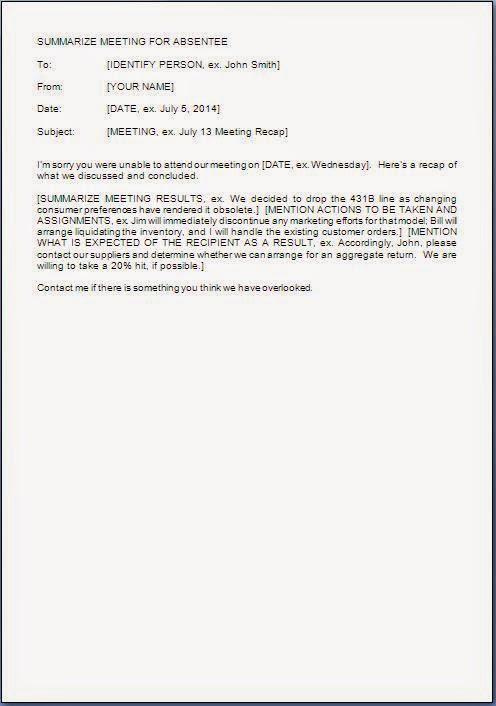 Post Meeting Summary Letter