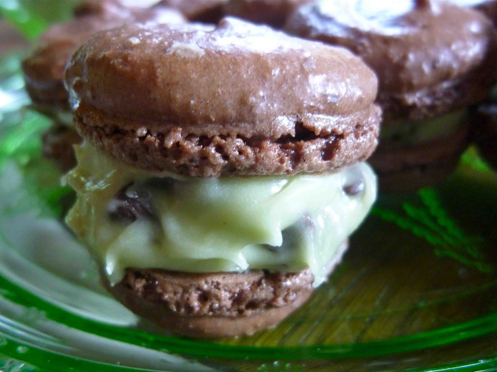 Mini Chocolate Macarons with Avocado Chocolate Chip Filling – Diary of ...