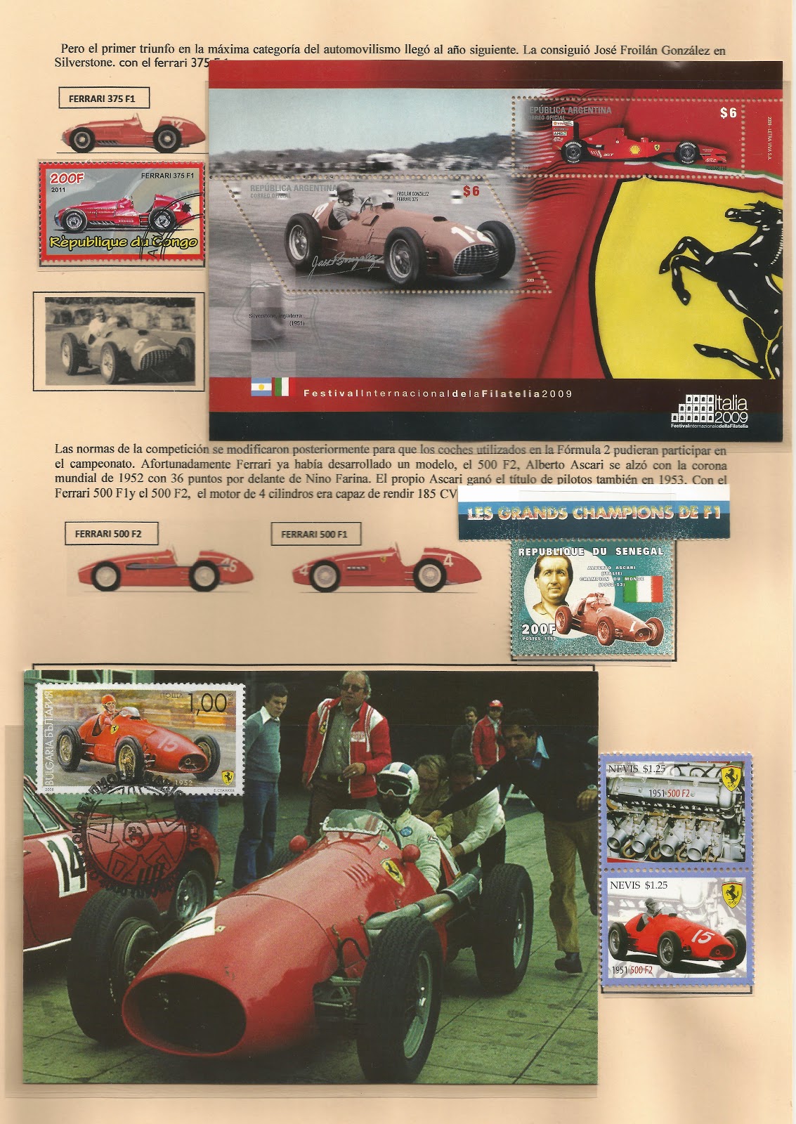 formula1 ferrari: Historia de Ferrari por la filatelia en la F1 1º ...