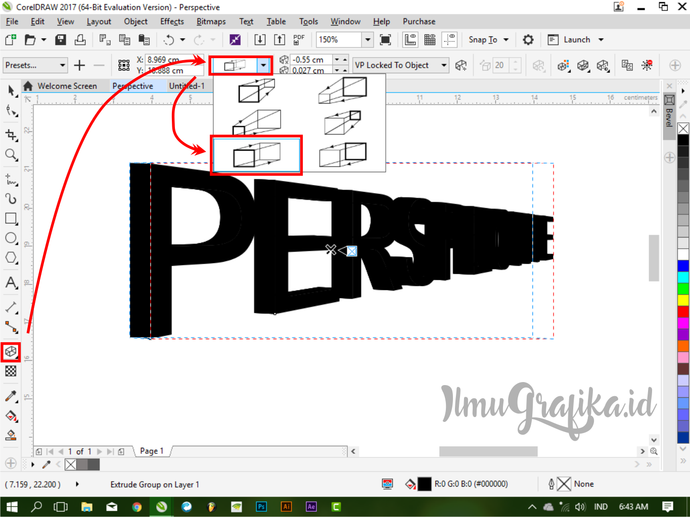 Hanya 2 Menit! Membuat Efek Perspektif 3D di CorelDraw ~ Ilmugrafika.id