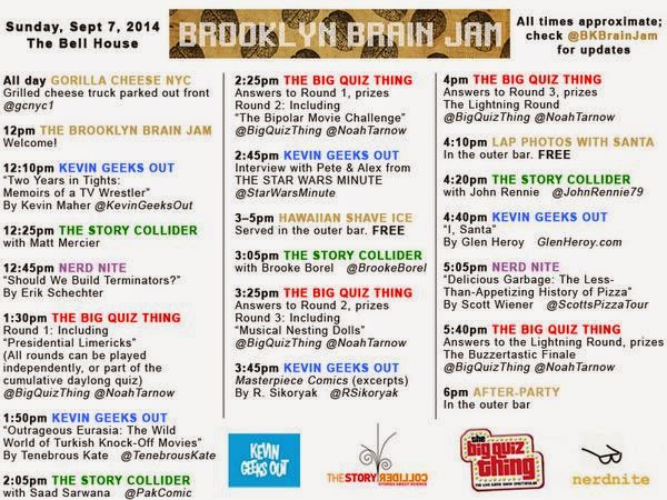 Full Schedule for the BROOKLYN BRAIN JAM — KEVIN GEEKS OUT