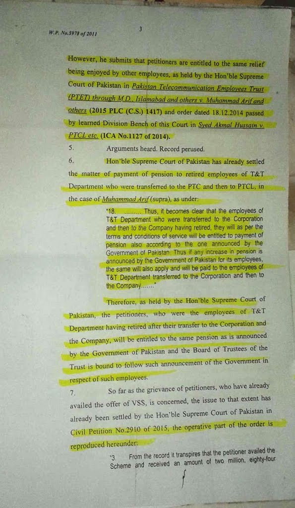 : LHC verdicts regarding non increase of pension to the VSS optees and ...