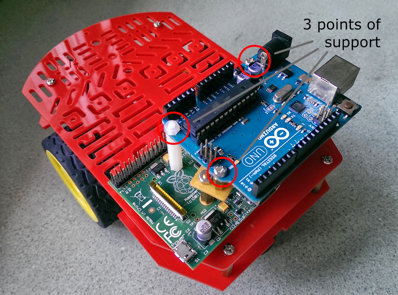 Stack Arduino Uno over Raspberry Pi