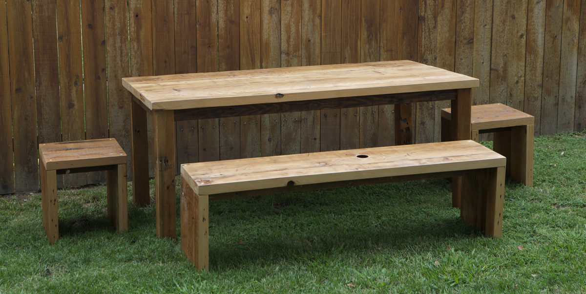 Arbor Exchange | Reclaimed Wood Furniture: Dining Table + Bench + 4 ...