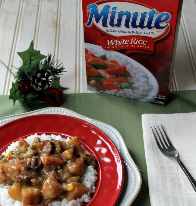 Beef & Vegetable Stew Over White Rice - Outnumbered 3 to 1