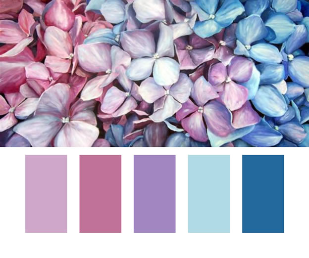 Minha paleta de cores rosa e lilás