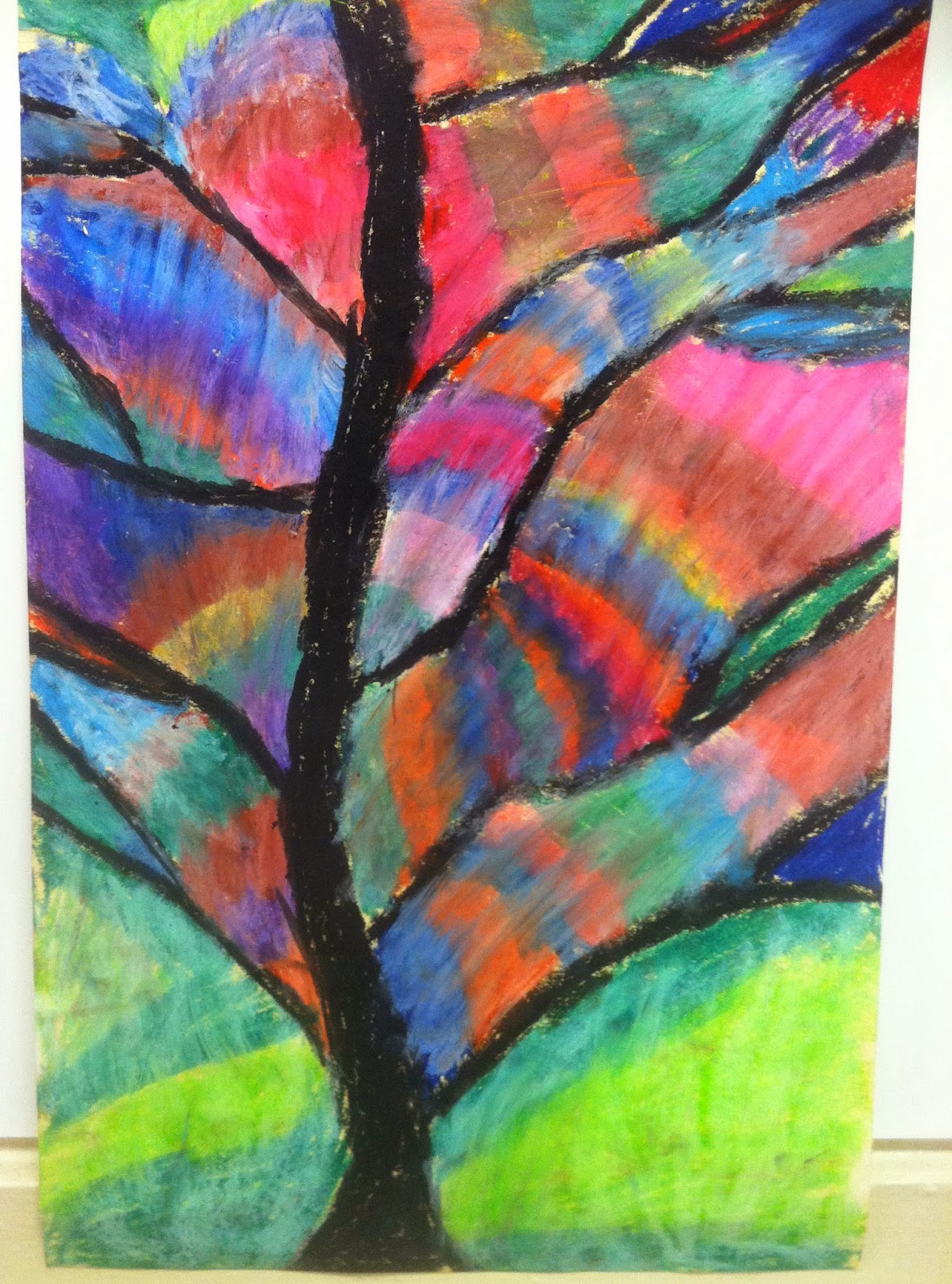 Mr. D's 5th and 6th Grade Art: 6th Grade "Fall Tree" Oil Pastel Drawings
