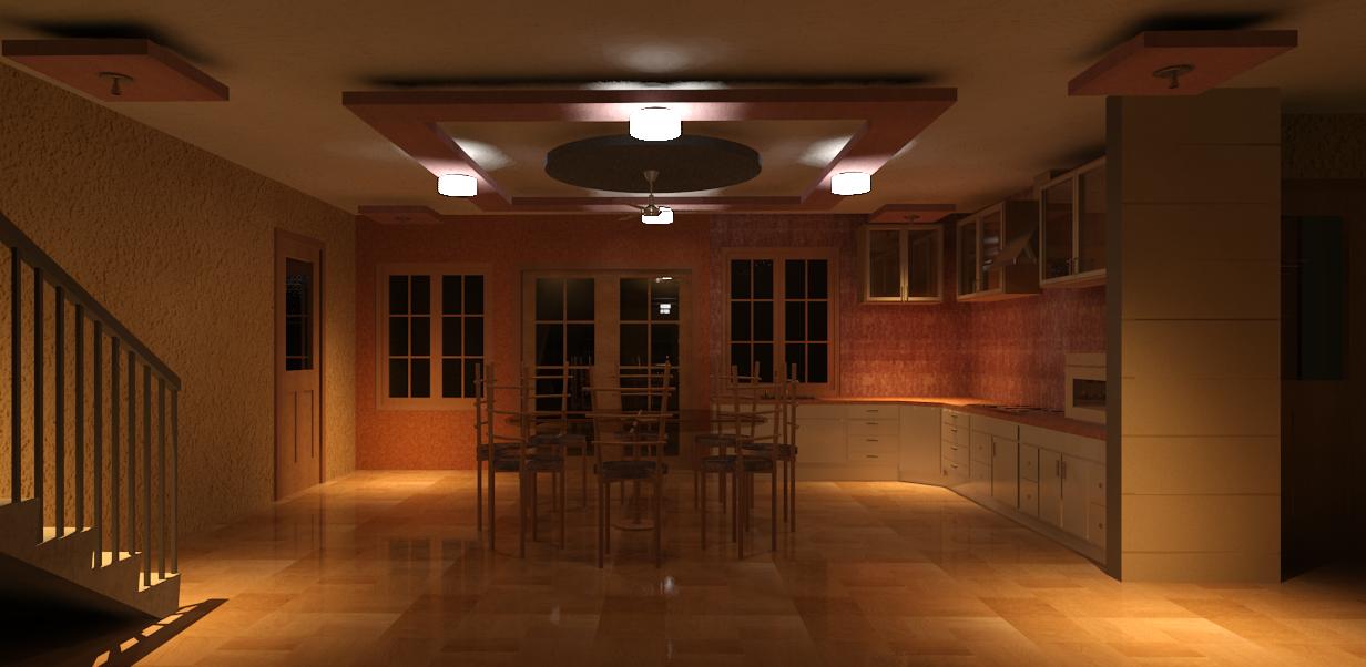 Open Kitchen with Hall Design.