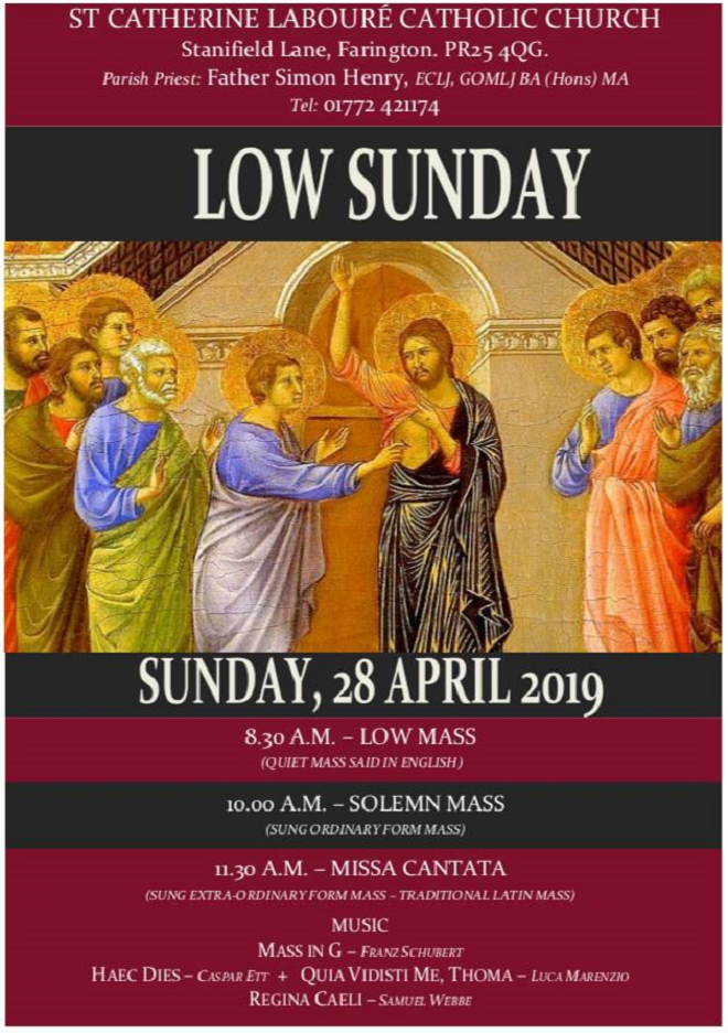 ZEPHYRINUS.: Missa Cantata. On Low Sunday. At Saint Catherine Labouré ...