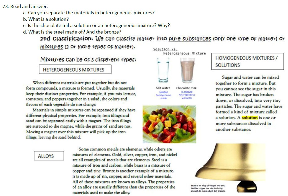 Natural Science 5 grade: 3. MATTER: classification of matter