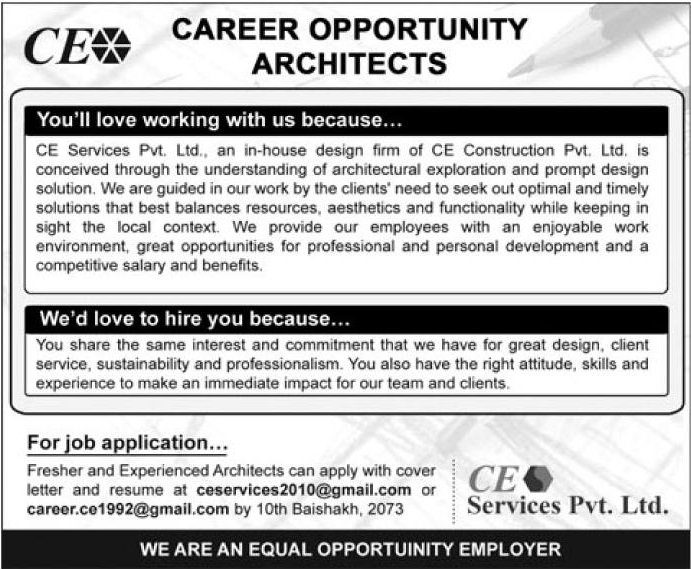 Architect Jobs Vacancy @ CE Services | Engineerको घर