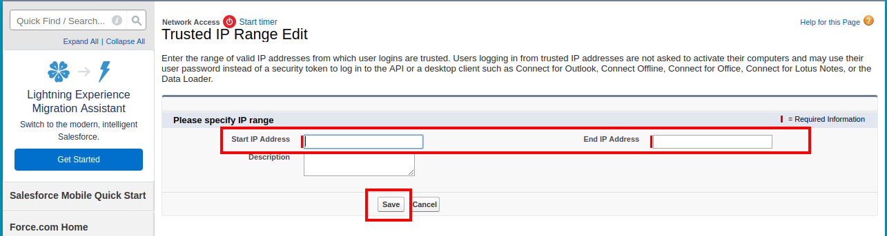 Whitelist IP Address in Salesforce