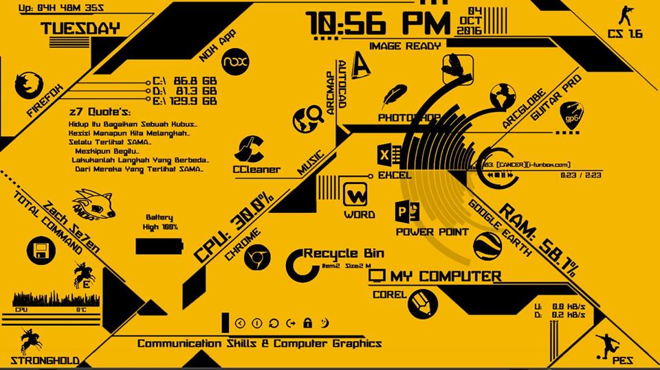 Rainmeter Theme - The Connection Black-Yellow ~ Anoa-Tech Corporate