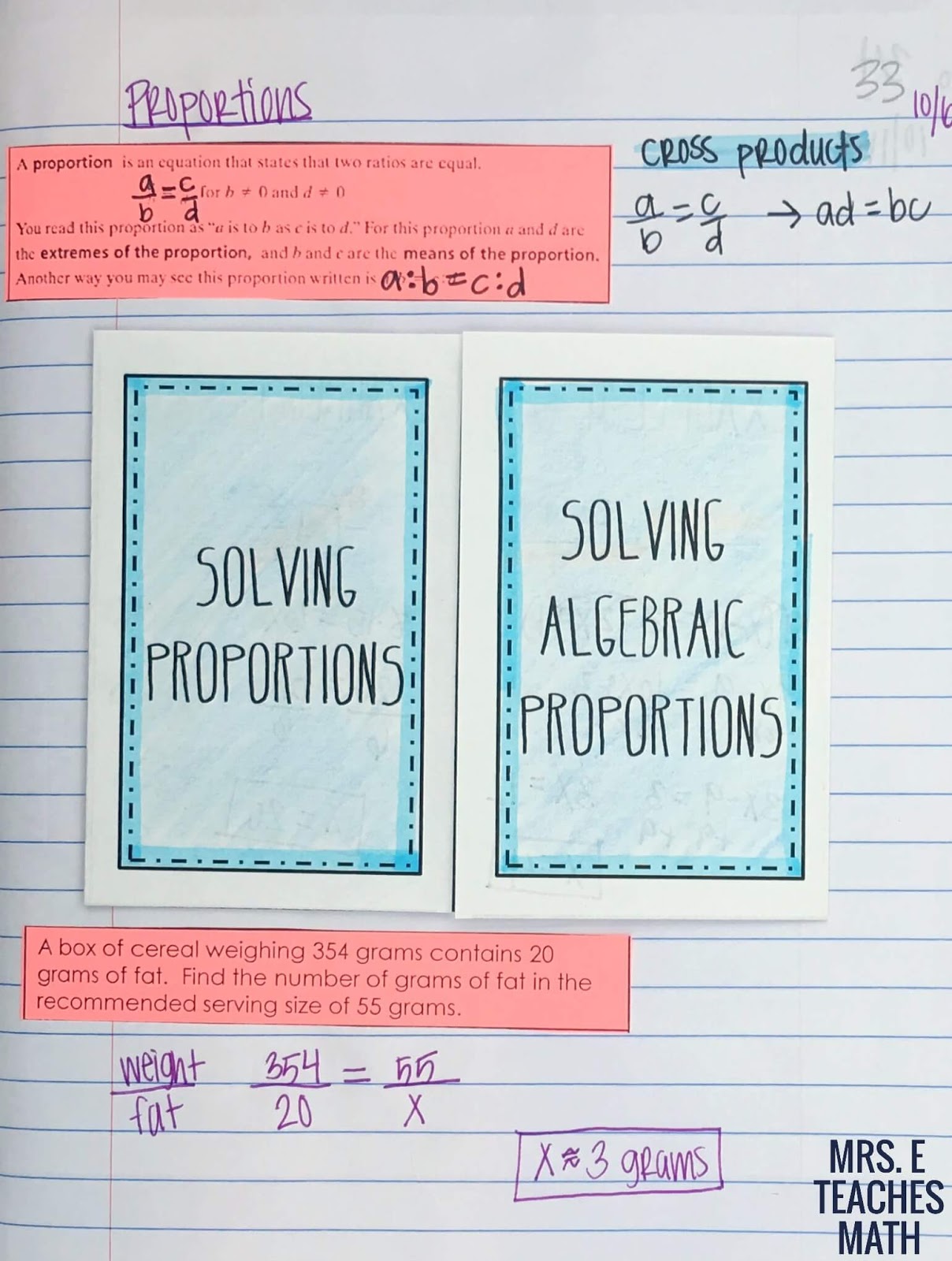 Ratios, Rates, and Proportions INB Pages | Mrs. E Teaches Math