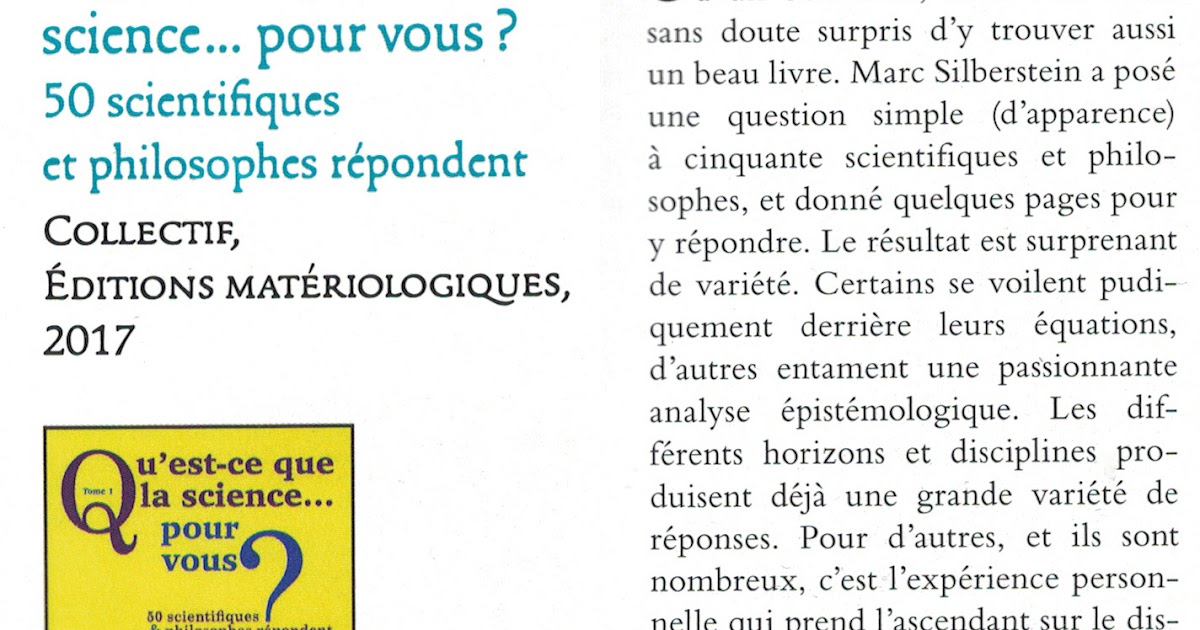 Une recension de Qu'est-ce que la science pour vous ? - La Hutte des ...