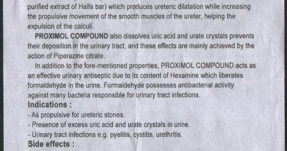 Drug Pamphlet: PROXIMOL COMPOUND