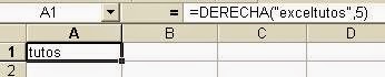 Exceltutos, tutoriales de excel: Funcion Derecha