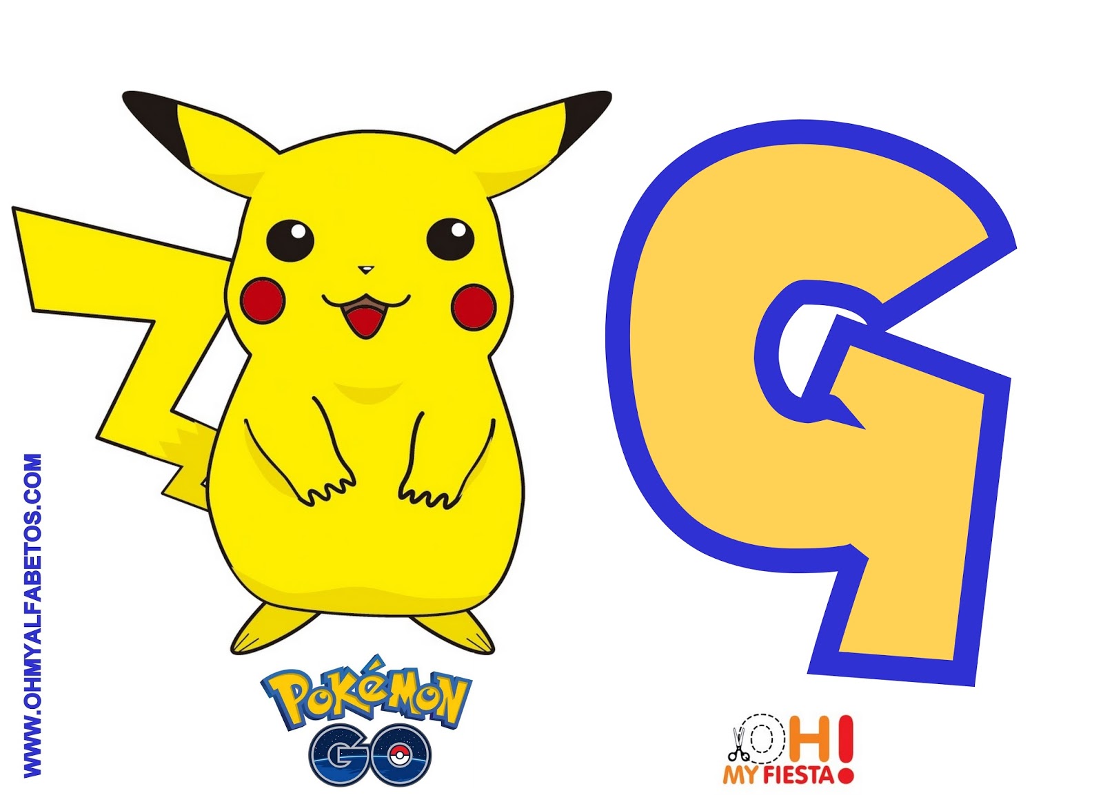 Alfabeto Gratis de Pikachu Pokemon Go. - Oh my Alfabetos!