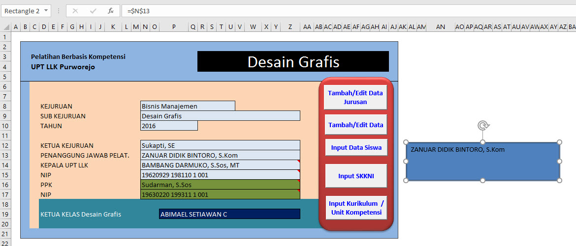 Memasukkan isi sel ke shape pada Excel - Raseco.web.id