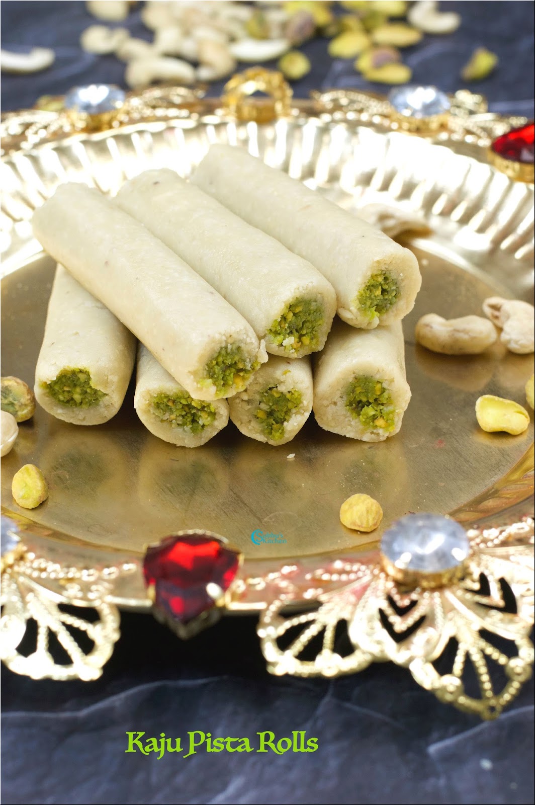 Kaju Pista Rolls | Cashew Pistachio Rolls | Diwali Sweets - Subbus Kitchen