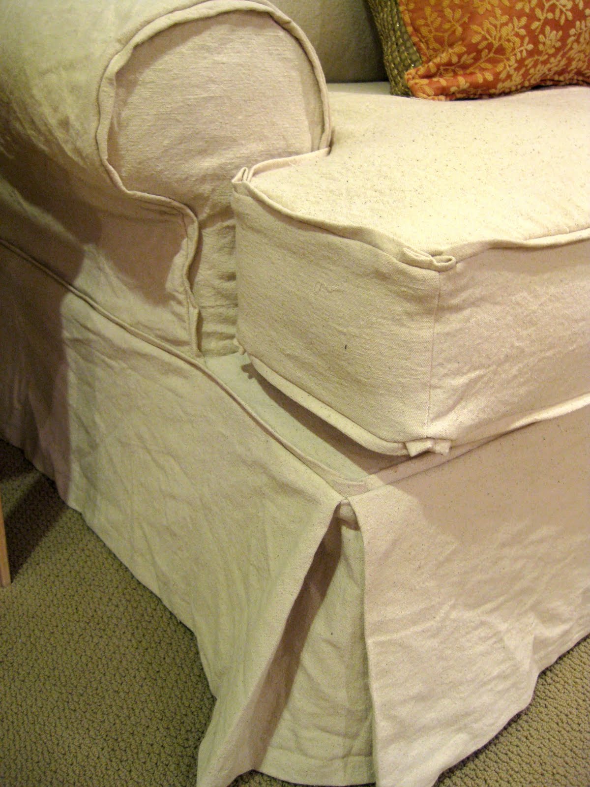 Custom Slipcovers by Shelley: Drop Cloth Couch, Chair, and Ottoman with ...