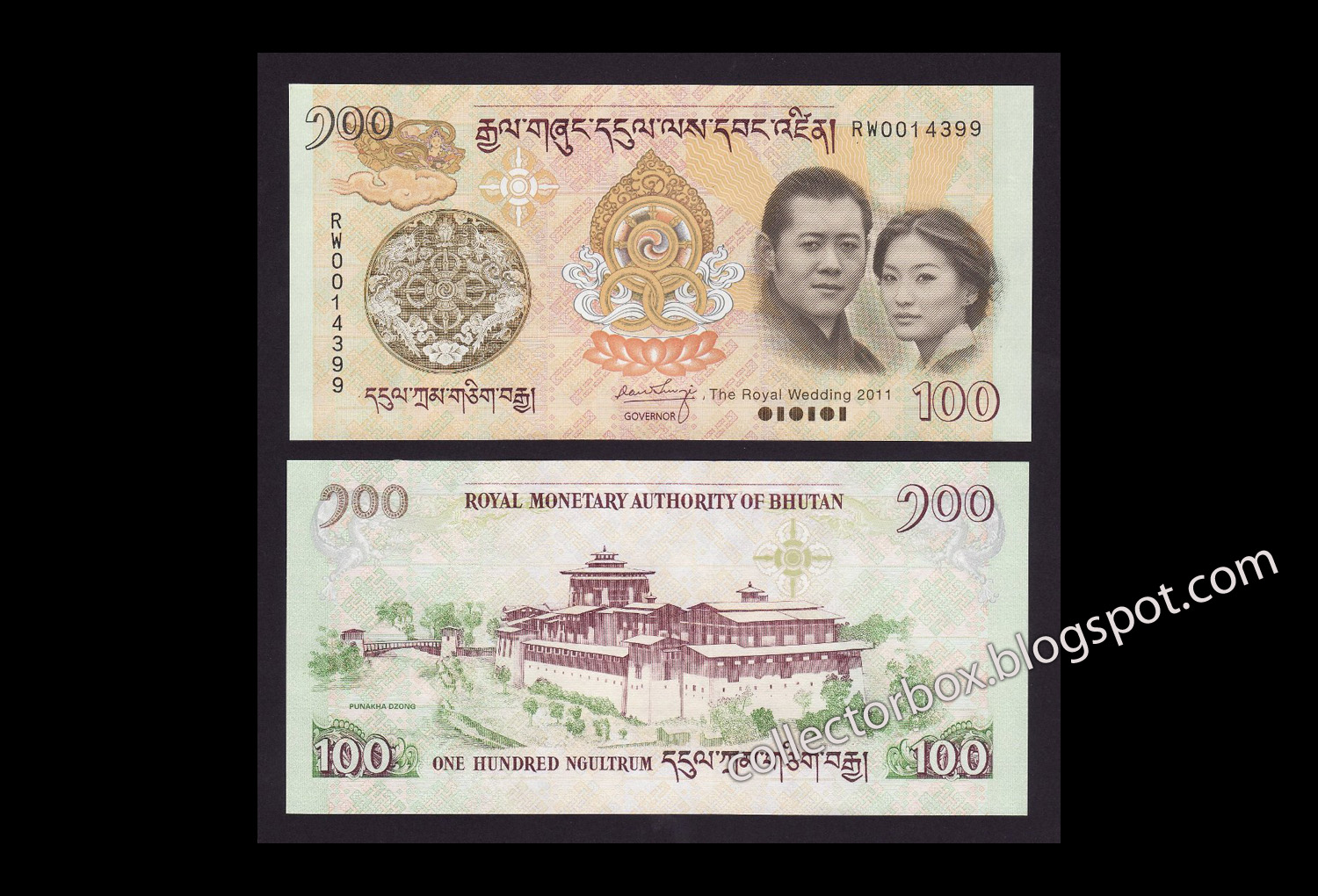 COLLECTORBOX - World banknotes and coins: Bhutan 100 Ngultrum Commemorative