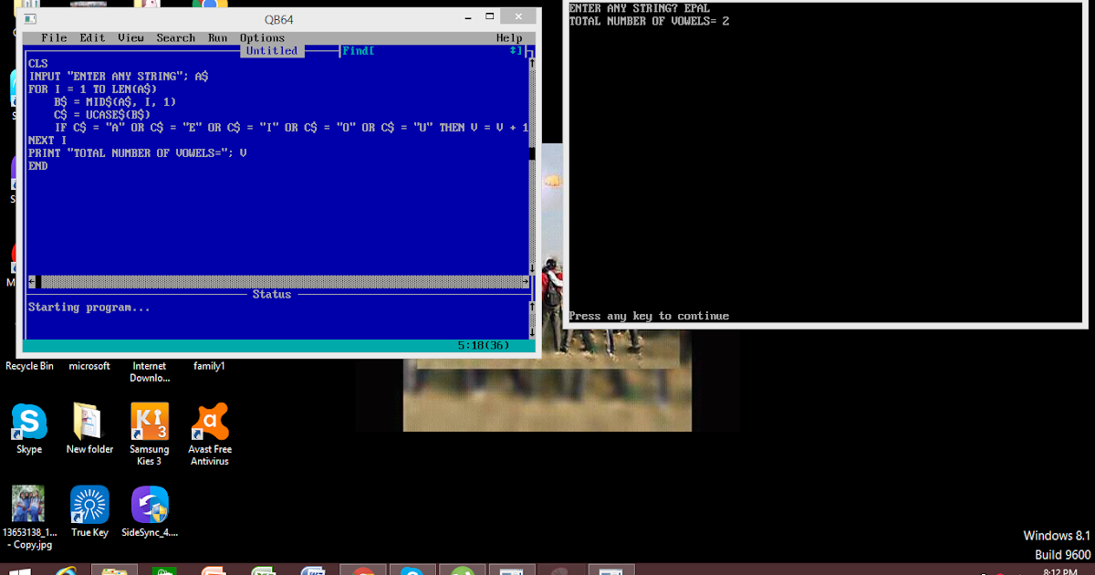 Qbasic program to count total number of vowels in a given string