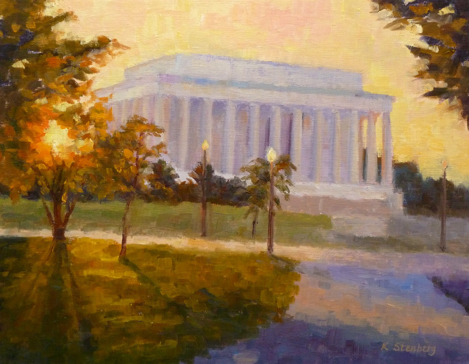 Kim Stenberg's Painting Journal: "Lincoln Memorial at Sunset" (oil on ...