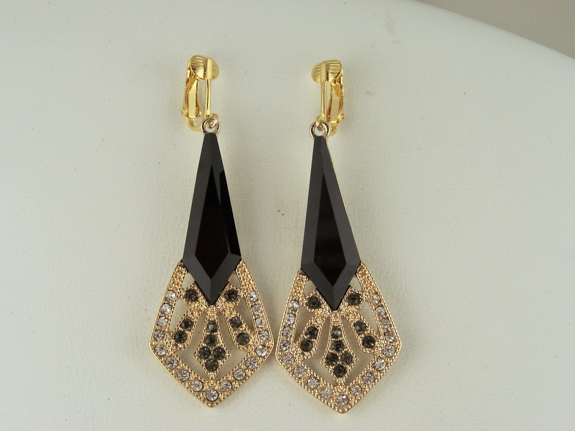 The Clip On Earring Store Stylist: Beautiful Black Crystal Evening Clip ...