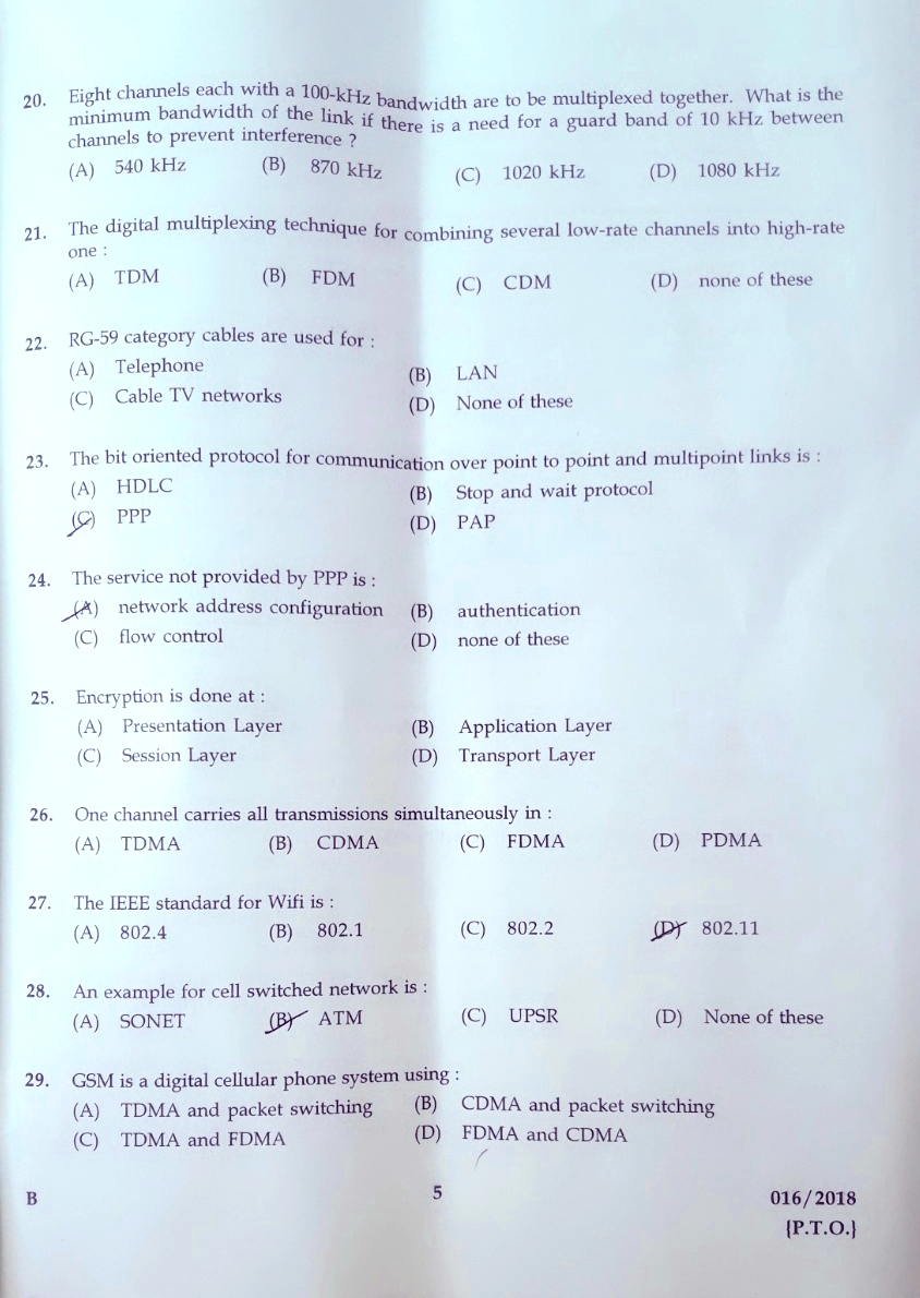 PSC HSST COMPUTER SCIENCE: PSC HSST CS QP 016/2018 - PART III