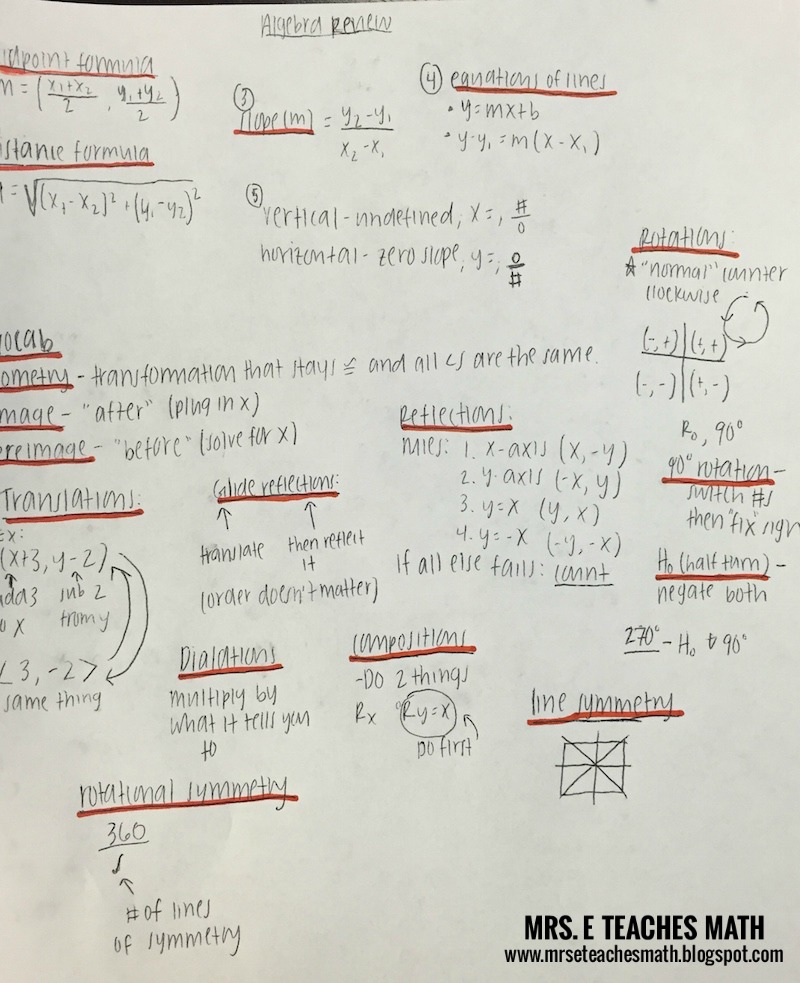 Geometric Transformations Study Guide | Mrs. E Teaches Math