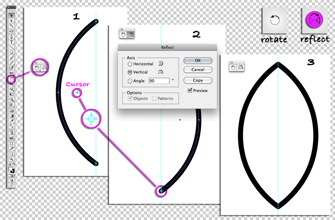 Illustrator - Come usare Reflect e Rotate Tools